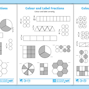 Color and Label Fractions Activity Sheet