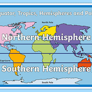 Equator and Hemisphere Map | Twinkl Display Poster