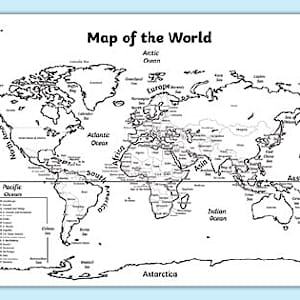Outline of World Map Labelling Sheet - Primary Resources