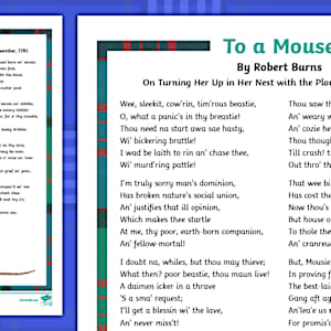 To a Mouse Robert Burns Poem