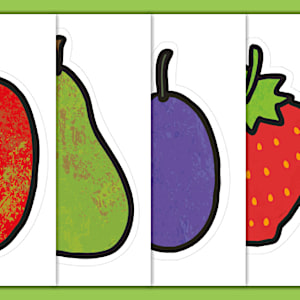 A4 ‘The Very Hungry Caterpillar’ Fruit Cut-Outs - English
