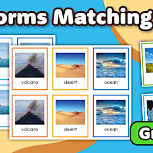 Landforms Matching Card Game for 1st-2nd Grade