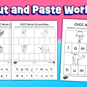 CVCC Words Cut and Paste Worksheets for K-1st Grade