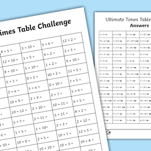 Ultimate Times Tables Challenge Worksheet
