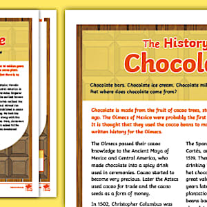 History of Chocolate Reading Comprehension Activity