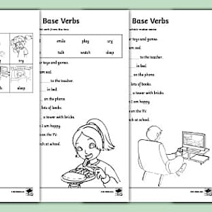 Base Verbs Fill in the Gaps Activity | Action Verb Worksheet