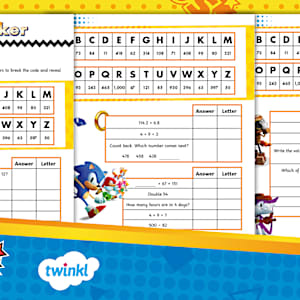 Sonic: Math Codebreaker Worksheet for 4th-5th Grade