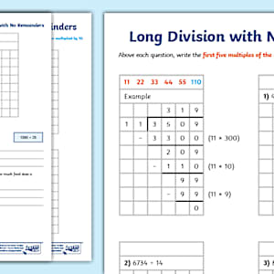 Long Division Practice Sheets - KS2 - Twinkl