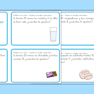 Tarjetas de desafío matemático: Problemas de restas