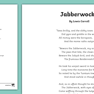 'The Jabberwocky' Poem | Lewis Carroll - Poetry Sheet