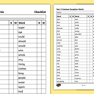 Printable Year 2 Common Exception Words | Twinkl