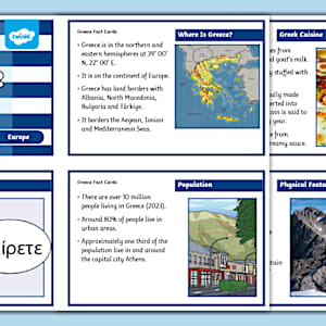 KS2 Greece Fact Cards - Geography - Europe - Twinkl