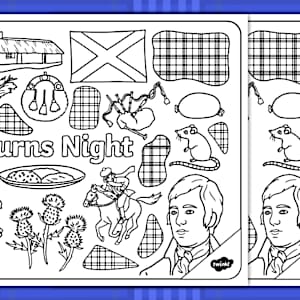 Let's Doodle About Burns Night Robert Burns Colouring Sheets