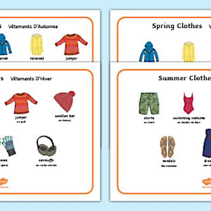 👉 (KS2) Four Seasons Clothes Word Mat Pack English/French