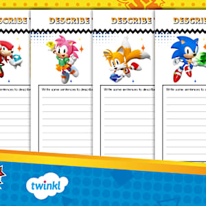 Sonic Describe the Character Writing Worksheet