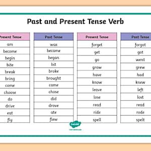 Past and Present Tense Verb Word Mat - Primary Resources