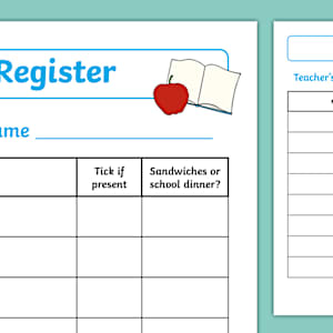 School Register Template - Role Play Resource for Children