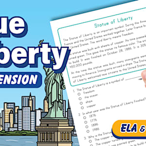Second Grade Statue of Liberty Reading Passage Comprehension Worksheet