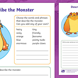 Describe the Monster Worksheet | KS1 English