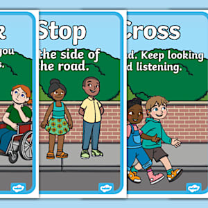 Road Safety Posters | Crossing the Road - Display resources