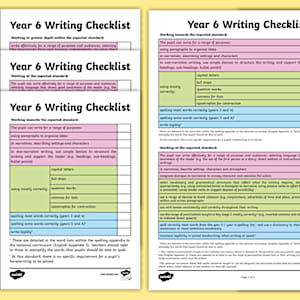 Year 6 Writing Standards Checklist - KS2 Primary Resources