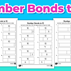 Number Bonds to 10 Worksheets for K-1st Grade
