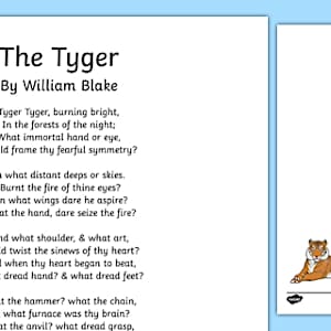 The Tyger Poem Print-Out - KS2 Poetry | Twinkl