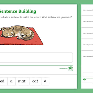 Sentence Building Cut and Stick Activity - Twinkl
