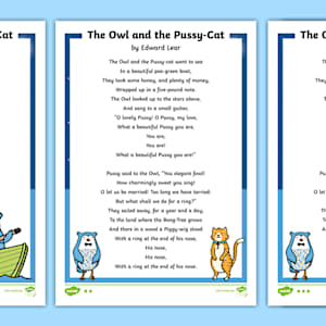 The Owl and the Pussy-Cat Poem | Poem Sheet | Twinkl