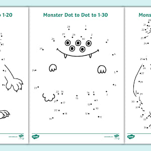 👉 Monster Dot to Dot Activity