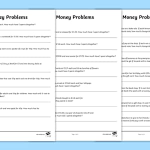KS2 Maths Money Problems Worksheets - Primary Resource