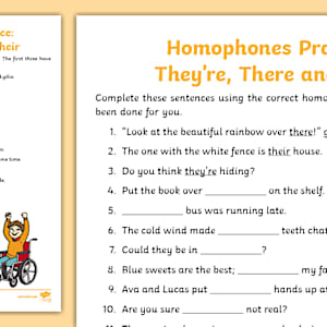 There Their and They're Homophones Practice Worksheet - Twinkl