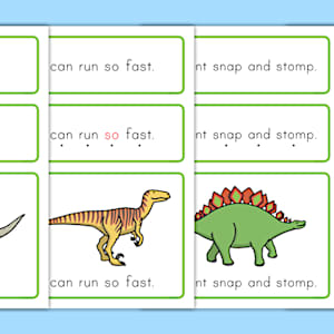 Dinosaur Simple Sentence With Sight Words Cards | Twinkl USA