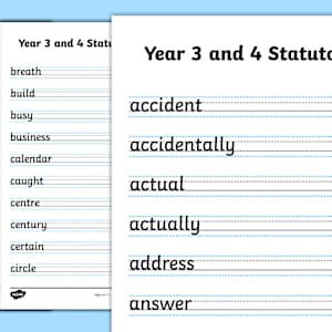Year 3 & Year 4 Spellings Worksheets