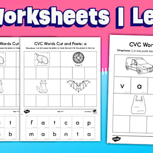 CVC Words 'a' Cut and Paste Worksheets for K-1st Grade