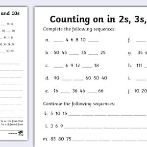 Counting in 2s, 3s, 5s and 10s Worksheet | Skip Counting