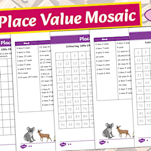 Animals Place Value Chart - Maths Year 2 Worksheets