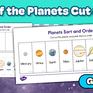 Planets Sort and Order Worksheet for 1st-3rd Grade