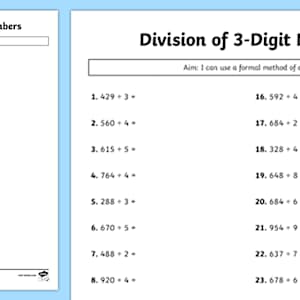 3 Digit by 1 Digit Division | Teacher-made Resources