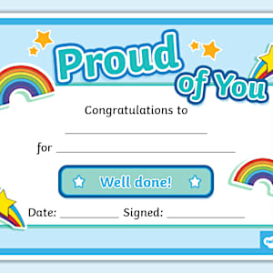 Proud of You Certificate - Awards