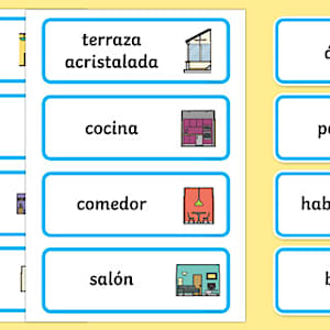 Tarjetas de vocabulario - Las partes de la casa