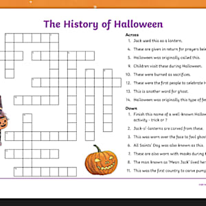 The History of Halloween Crossword Puzzle (teacher made)