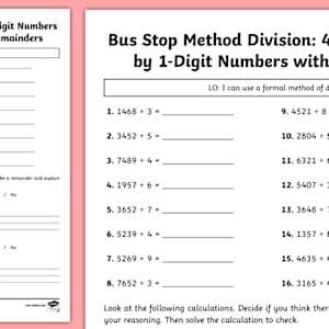 Bus Stop Method Formal Division of 4 Digit Numbers with Remainders ...