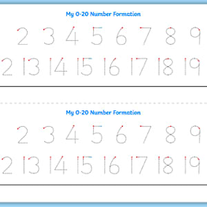 Number Formation Tracing Strips 0-20 | Handwriting Numbers