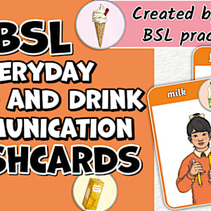 BSL, Sign Language, Food and Drink, Communication, Flashcards
