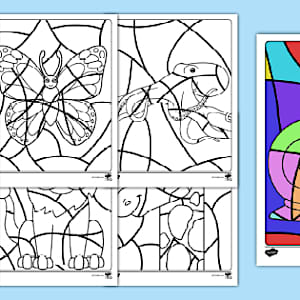 Cubism Coloring Worksheet (teacher made) - Twinkl