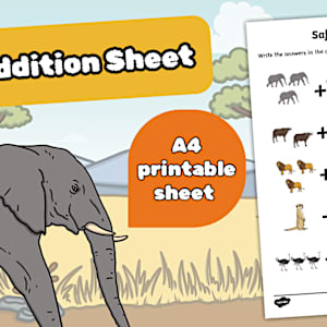 Safari Addition Sheet | Early Years Maths | Twinkl Resources