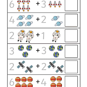 Space Trace, Count and Add Worksheet