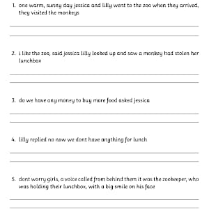 Correct the Sentence Punctuation Worksheet