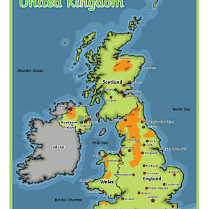 A Printable Large Map of England and the UK with Cities